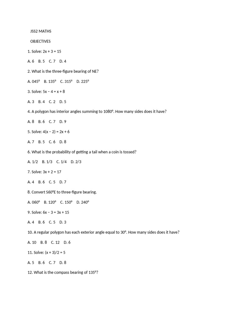 Jss2 Maths 3rd Term-Wps Office | PDF | Angle | Euclidean Plane Geometry