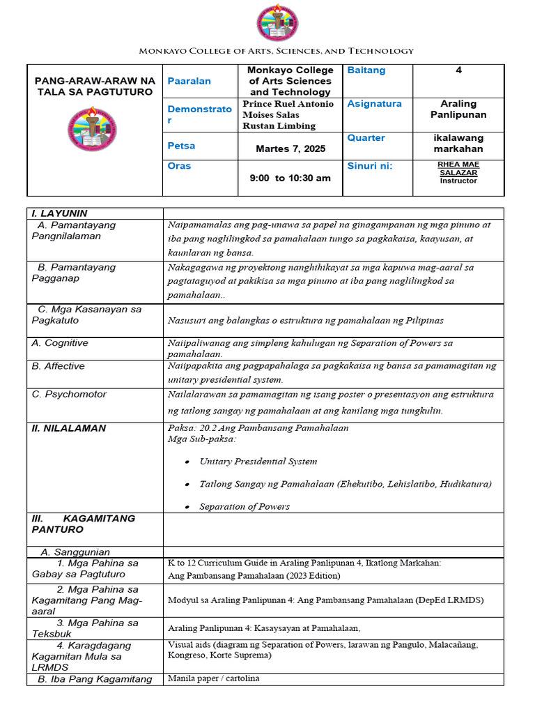 Lesson Plan Format AP 7es 4 | PDF