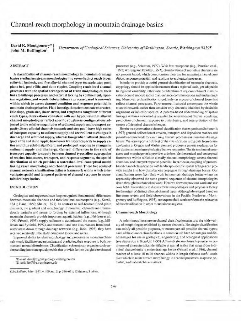Montgomery and Buffington 1997 | PDF | Stream | Sediment