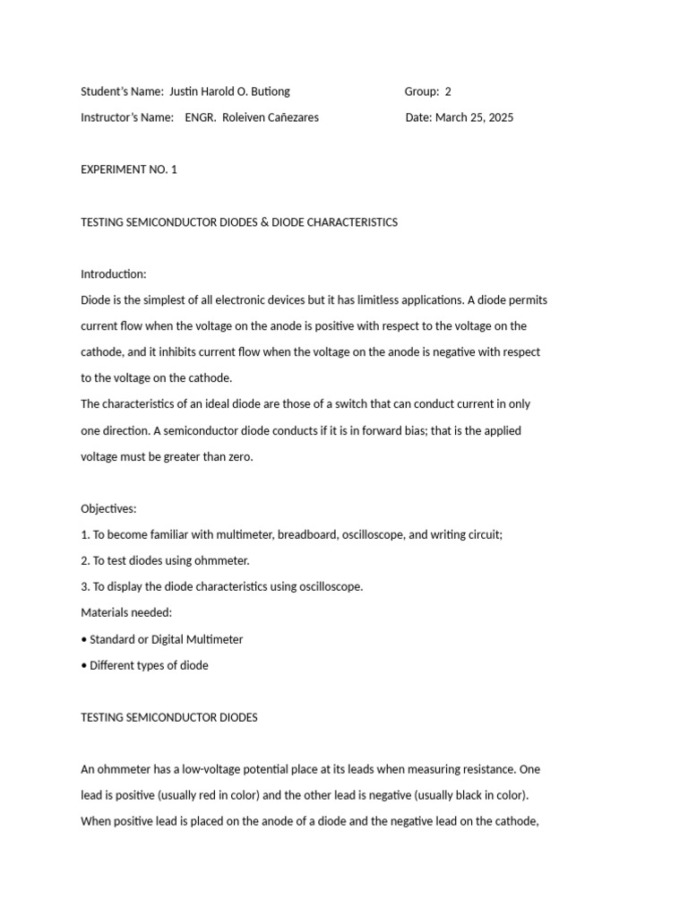 Electronic Lab Manual | PDF