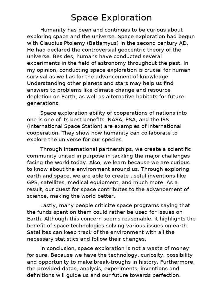 Importance of Space Exploration | PDF