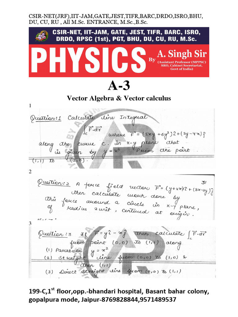 A-3 Vector Algebra - Vector Calculus | PDF
