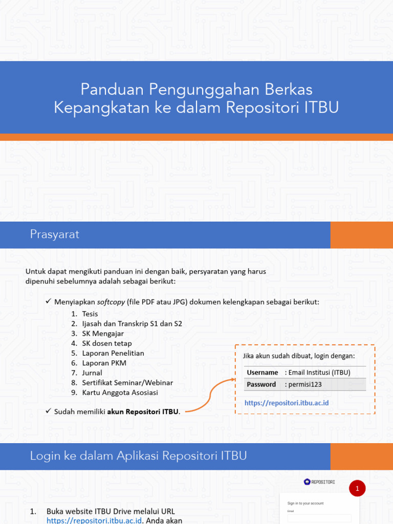 Panduan Unggah Dokumen Repositori ITBU | PDF