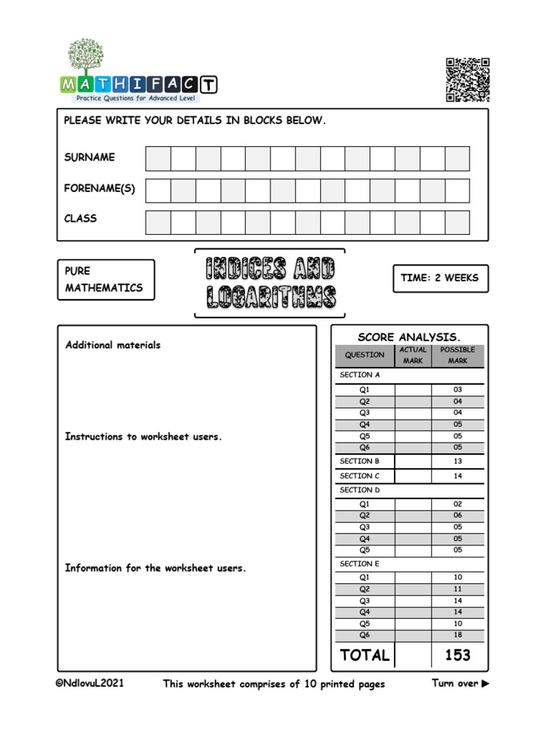 Indices and Logarithms | PDF | Logarithm | Elementary Mathematics
