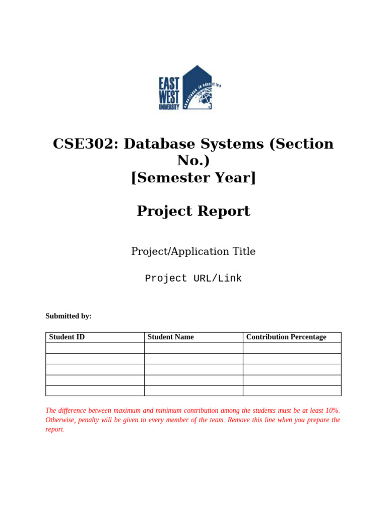CSE302 Database Systems Project Report | PDF | Relational Model | Password