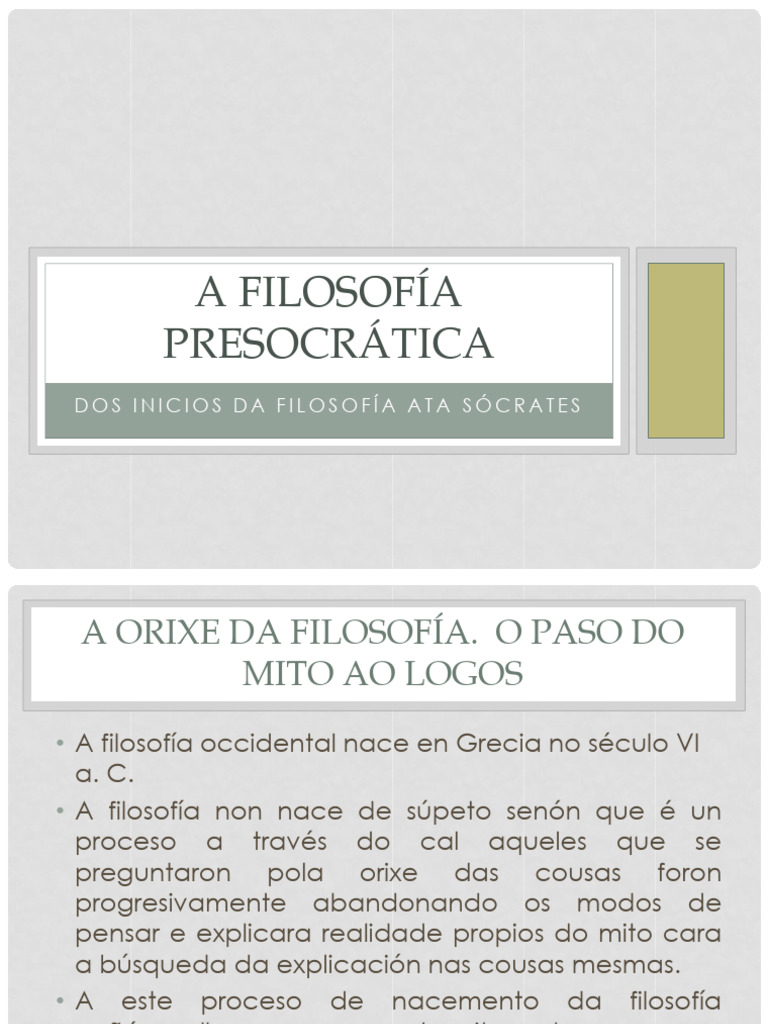A Filosofía Presocrática | PDF