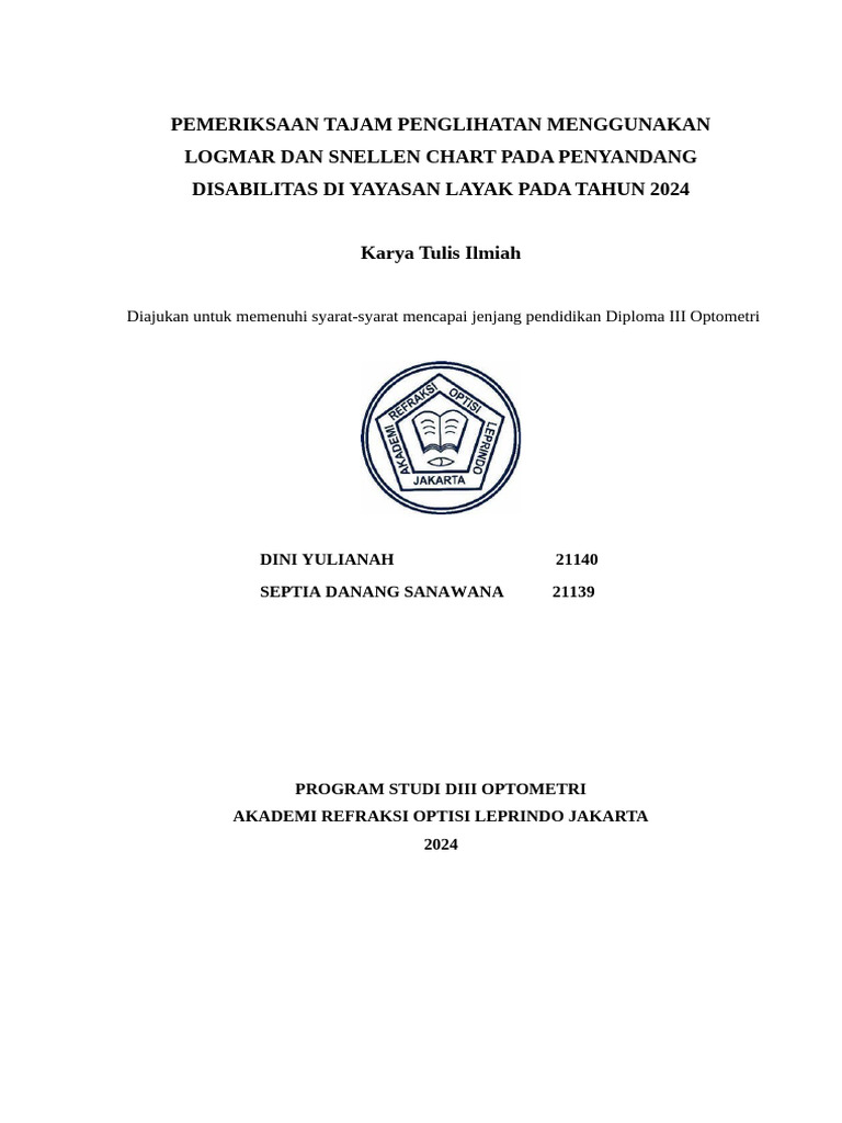 Pemeriksaan Penglihatan: LogMar vs Snellen | PDF