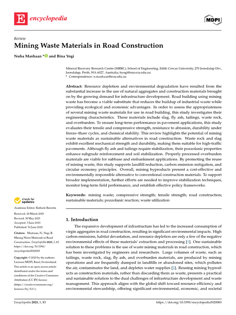 Mining Waste in Sustainable Road Construction | PDF | Concrete | Cement