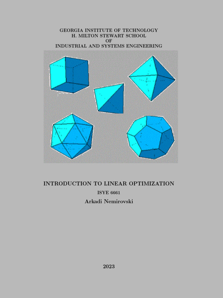 Introduction Linear Optimization | PDF | Linear Programming | Linear Subspace