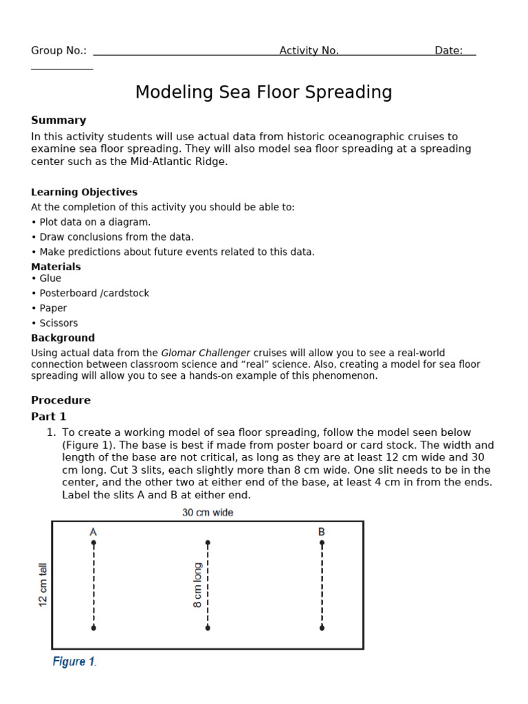 Sea Floor Spreading Activity Guide | PDF | Hydrography | Earth Sciences