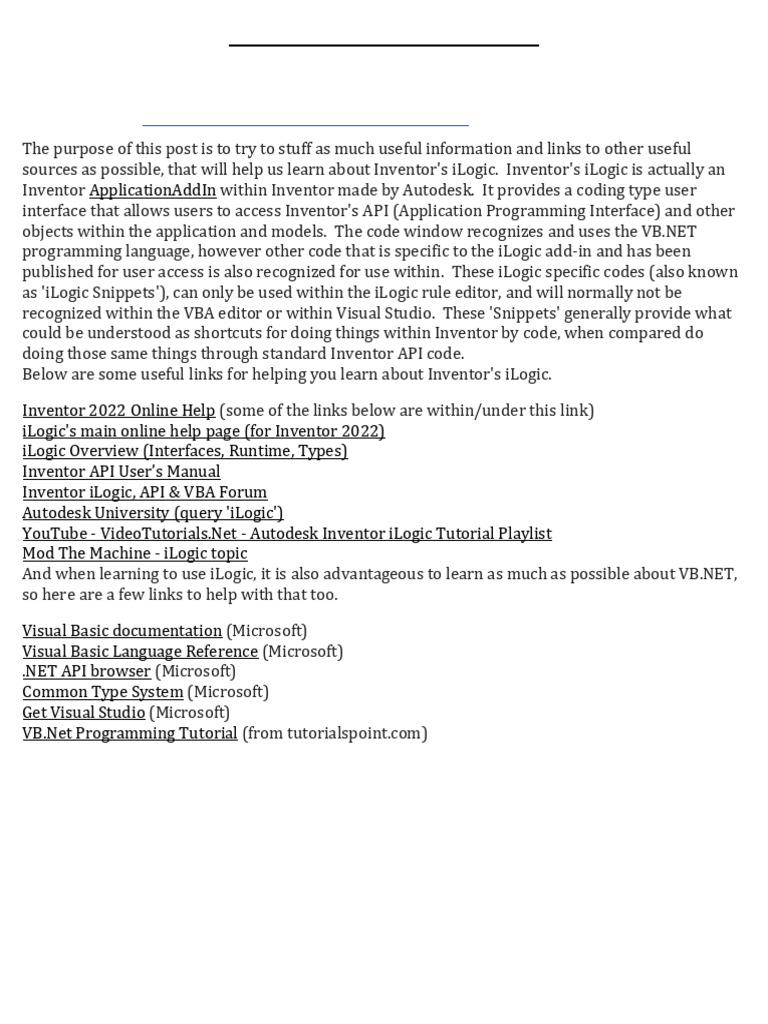 Learning About Inventor's ILogic | PDF