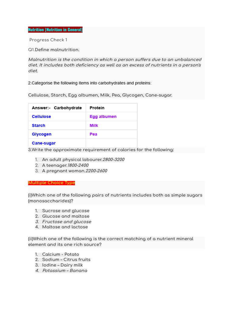 Understanding Malnutrition and Nutrients | PDF | Carbohydrates | Glucose