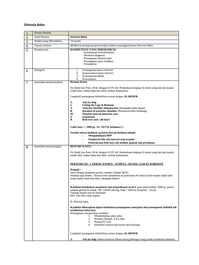 OSCE Distosia Bahu | PDF