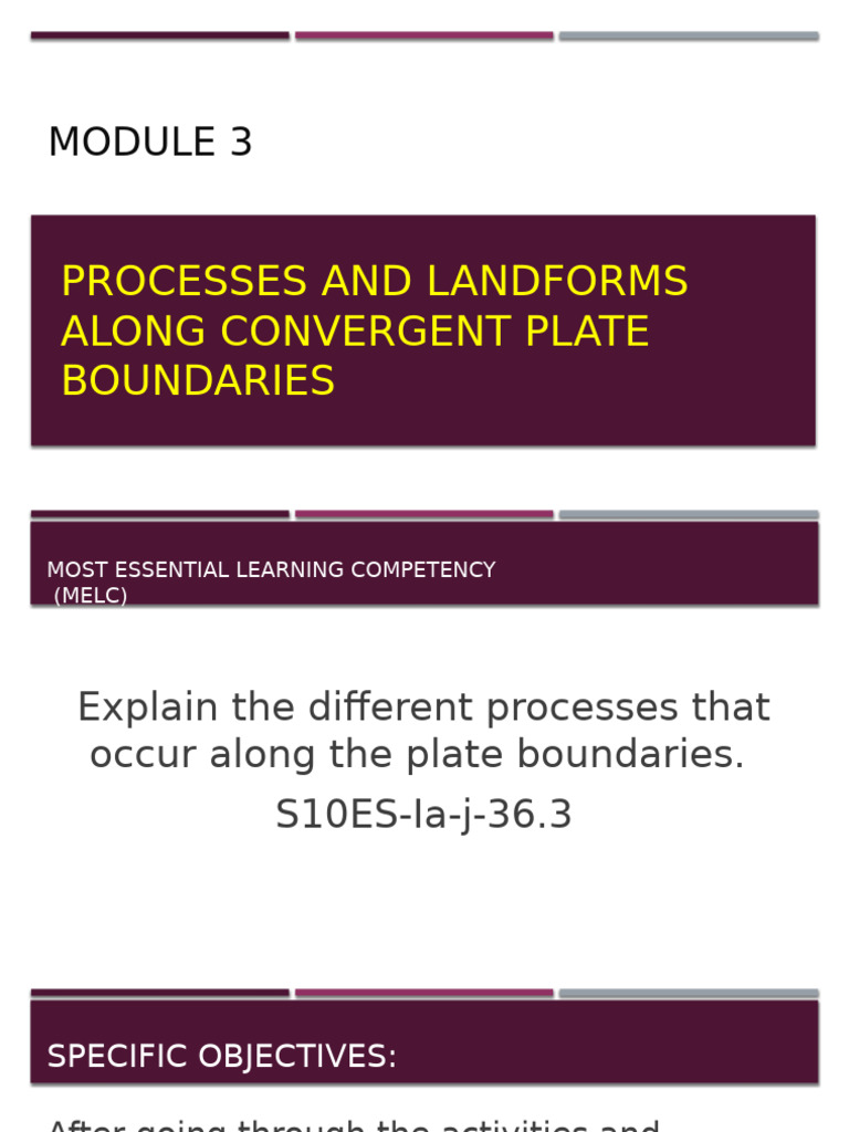 1 Processes and LANDFORMS Along Convergent Plate BoundarIES 1 | PDF ...