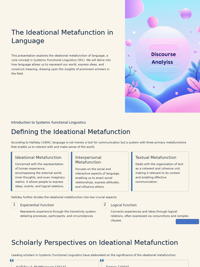 The Ideational Metafunction in Language | PDF | Cognitive Science ...