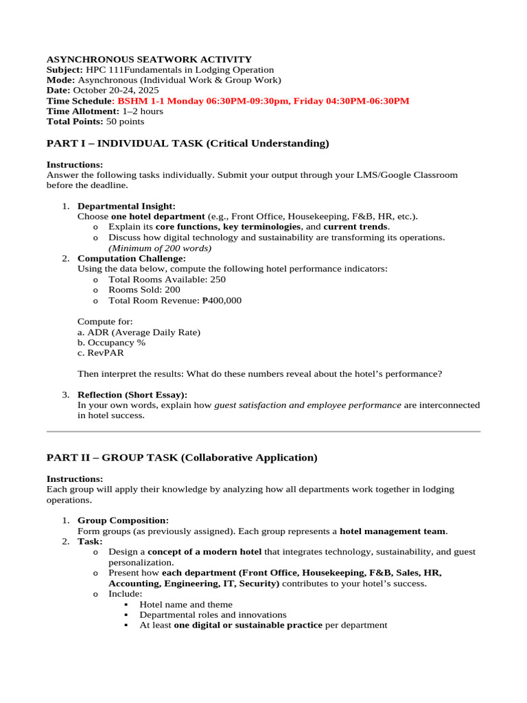 Asynchronous Seatwork Activity | PDF