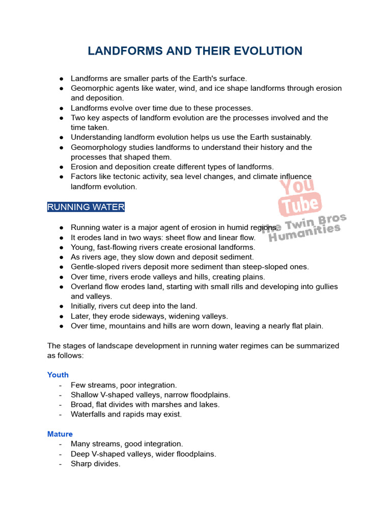 Landforms and Their Evolution | PDF | Erosion | Glacier
