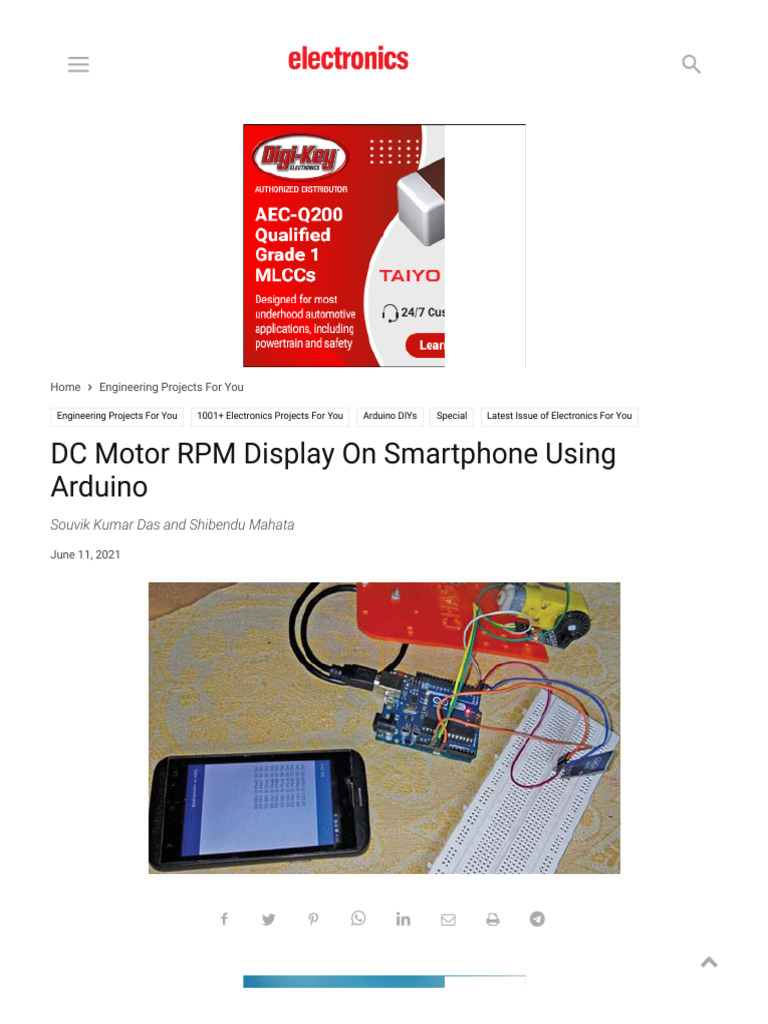 DC Motor RPM Display On Smartphone Using Arduino | PDF | Arduino ...