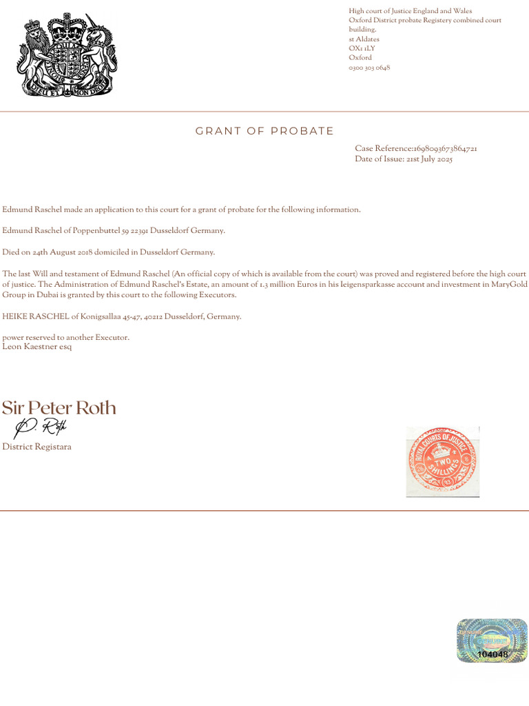 Grant of Probate | PDF