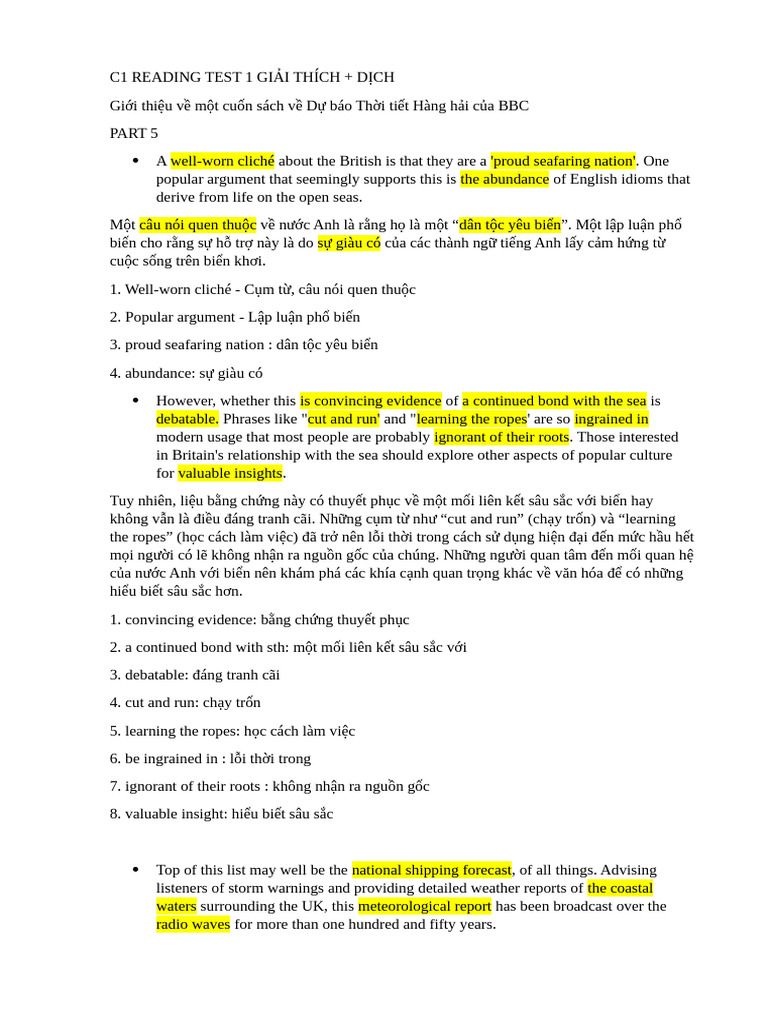 c1 Reading Test 1 Giải Thích | PDF