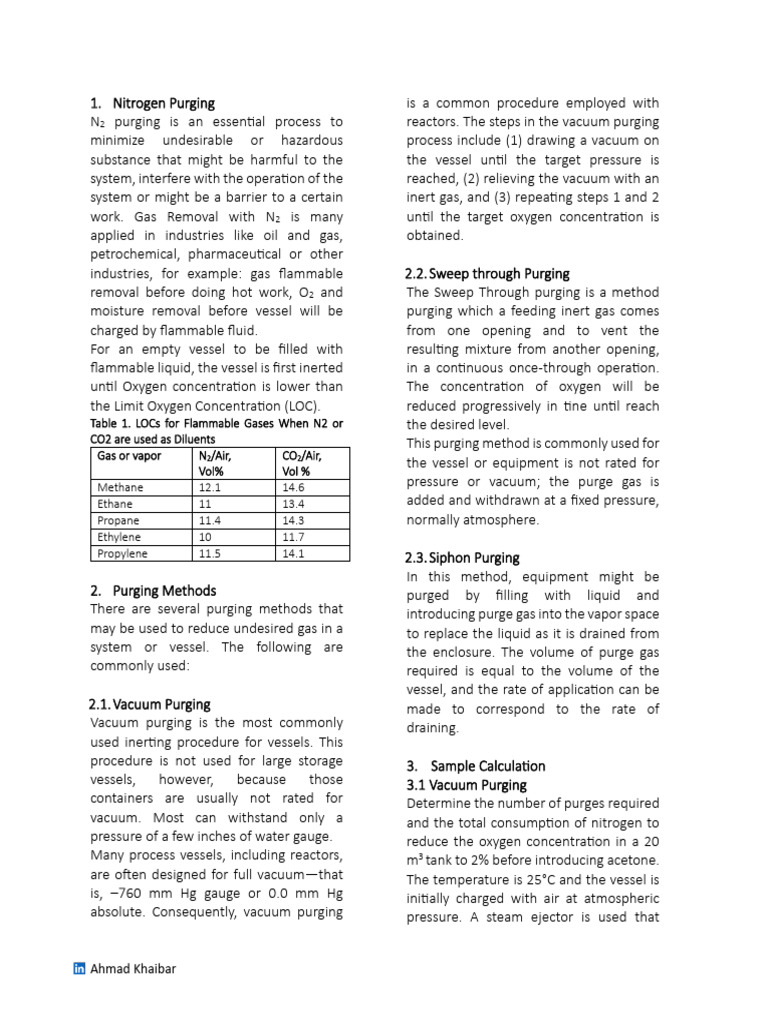 Nitrogen Purging Techniques for Safety | PDF | Vacuum | Oxygen