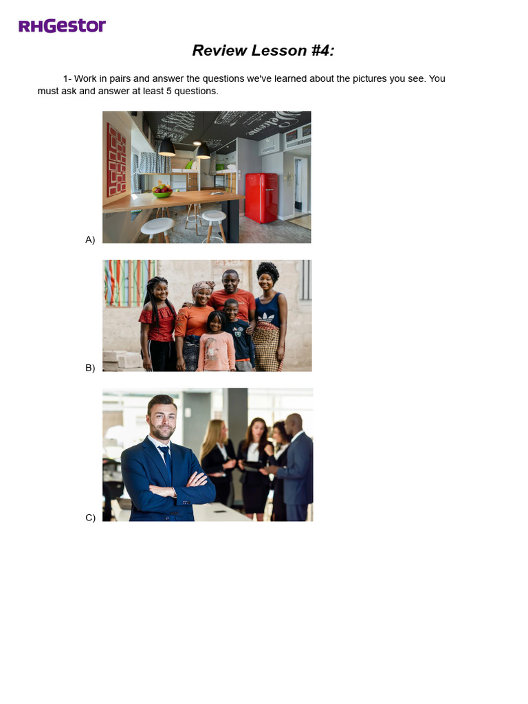 Picture Question Review Activity | PDF