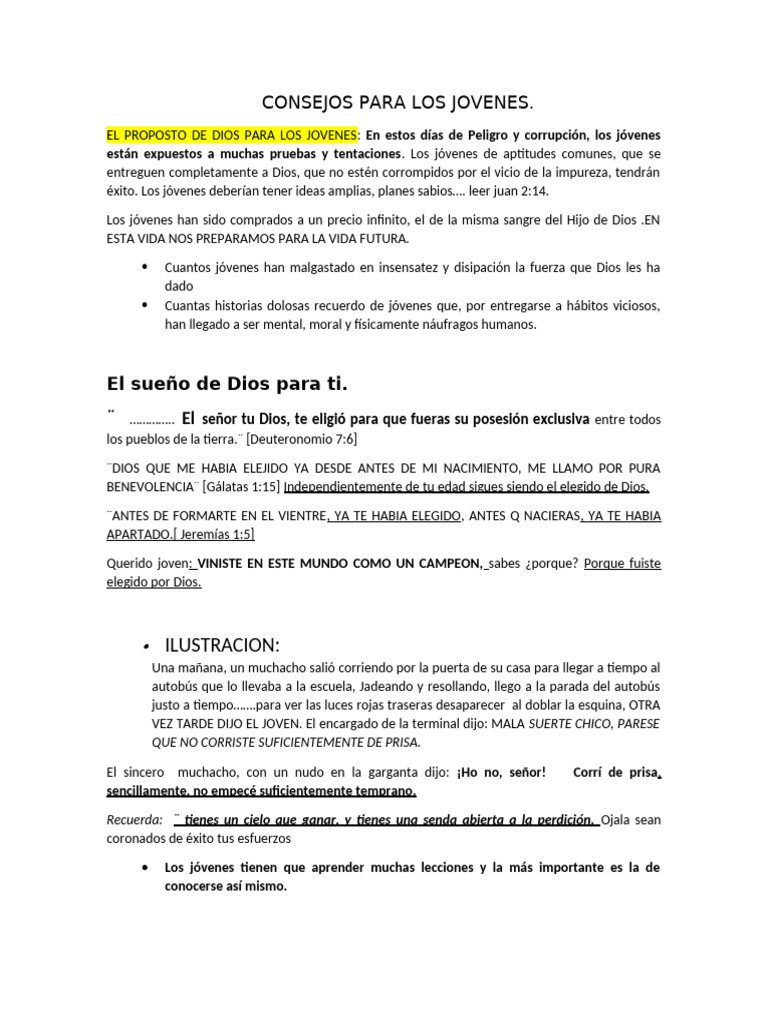 Consejos de Dios para Jóvenes Cristianos | PDF | Amor