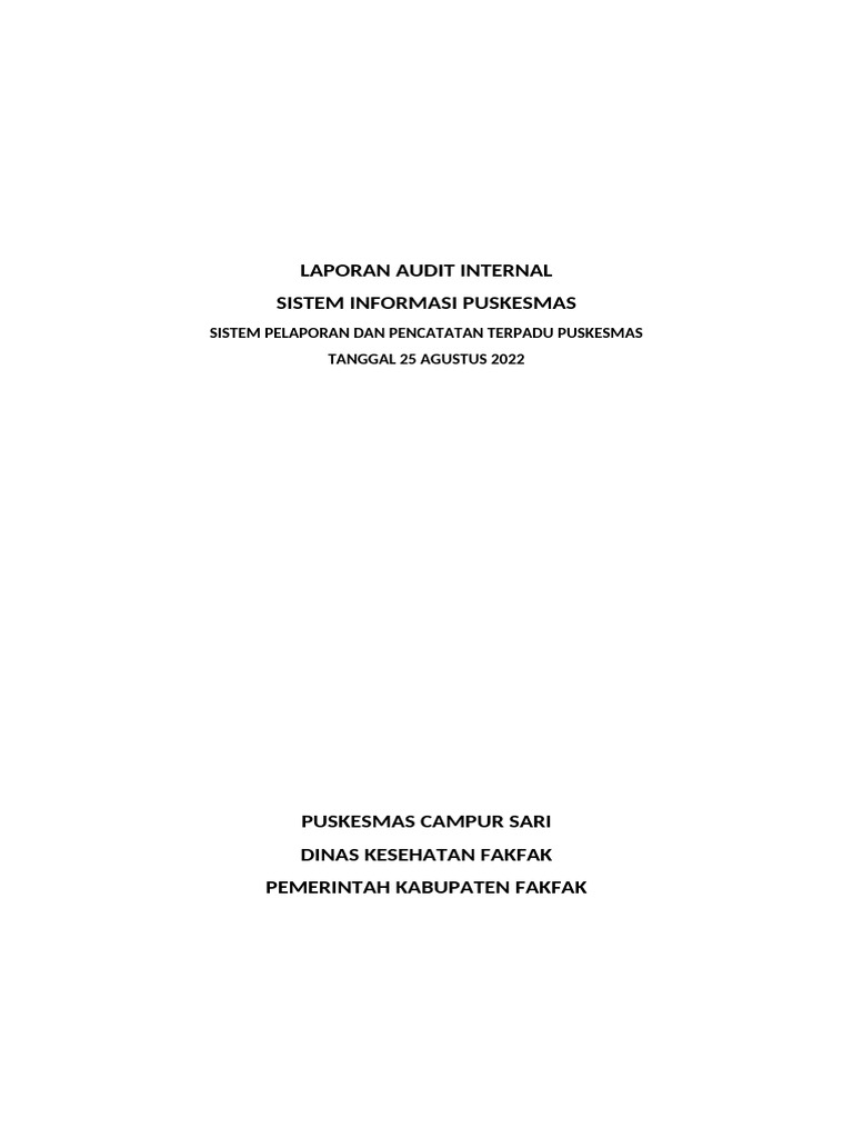 Contoh Laporan Audit Internal | PDF