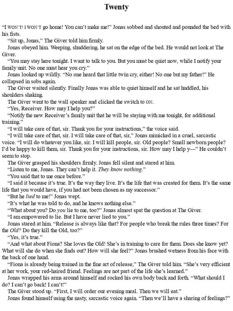Jonas's Escape Plan with The Giver | PDF | The Giver