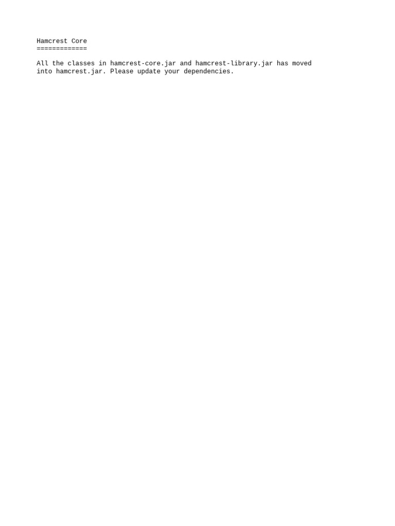 Hamcrest Core Is Deprecated | PDF