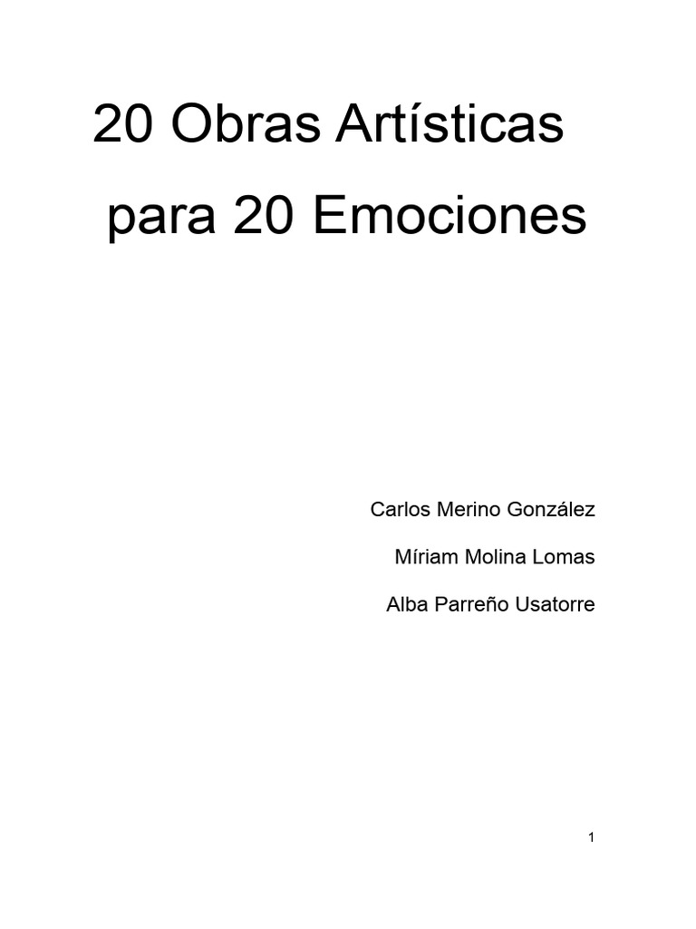 20 Obras de Arte y Emociones para Niños | PDF | Las emociones | Aprendizaje