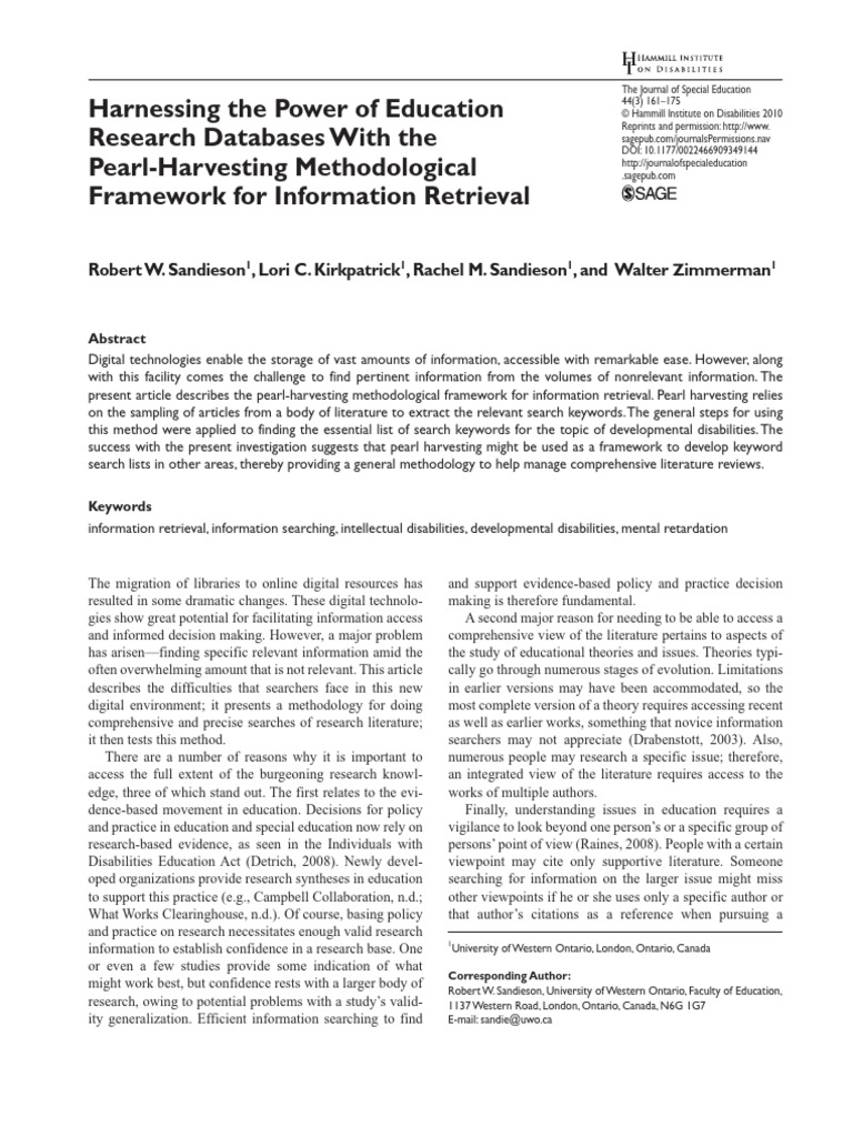 Harnessing The Power of Education Research Databases With The Pearl ...