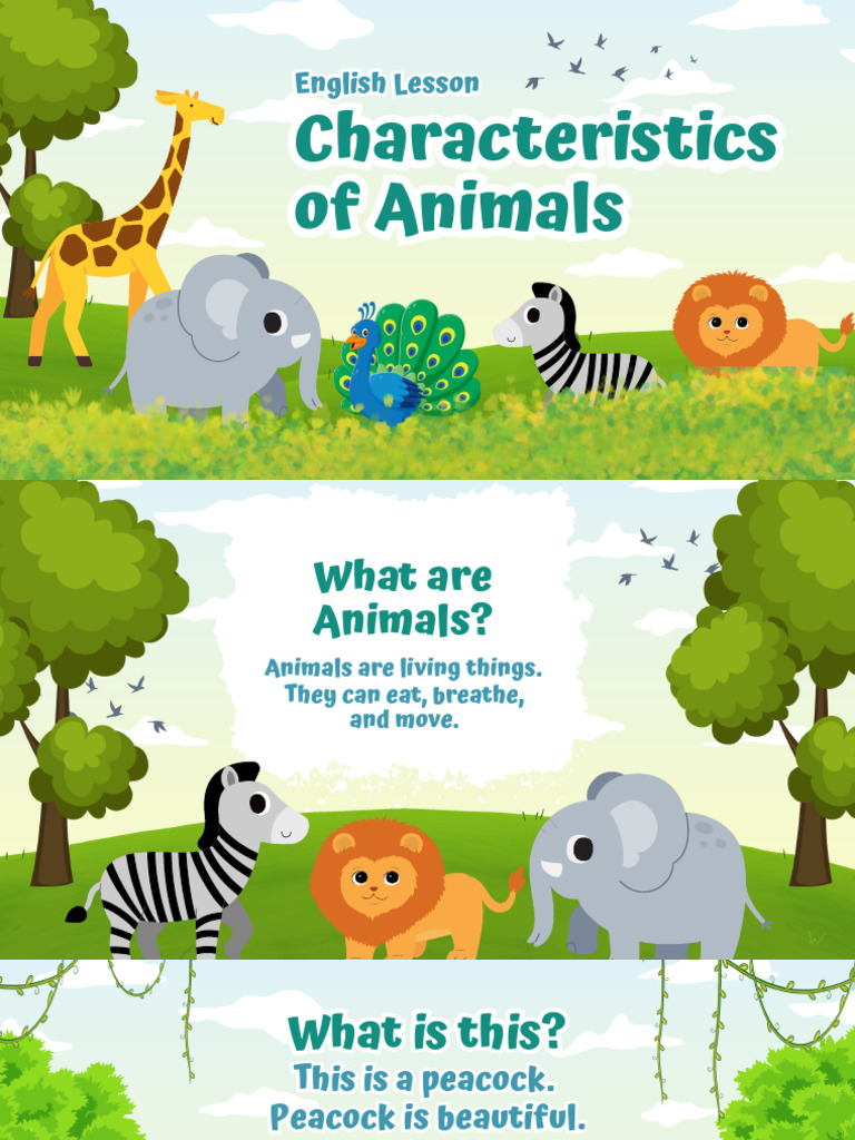 Characteristics of Animals Presentation in Colorful Illustrative Style ...