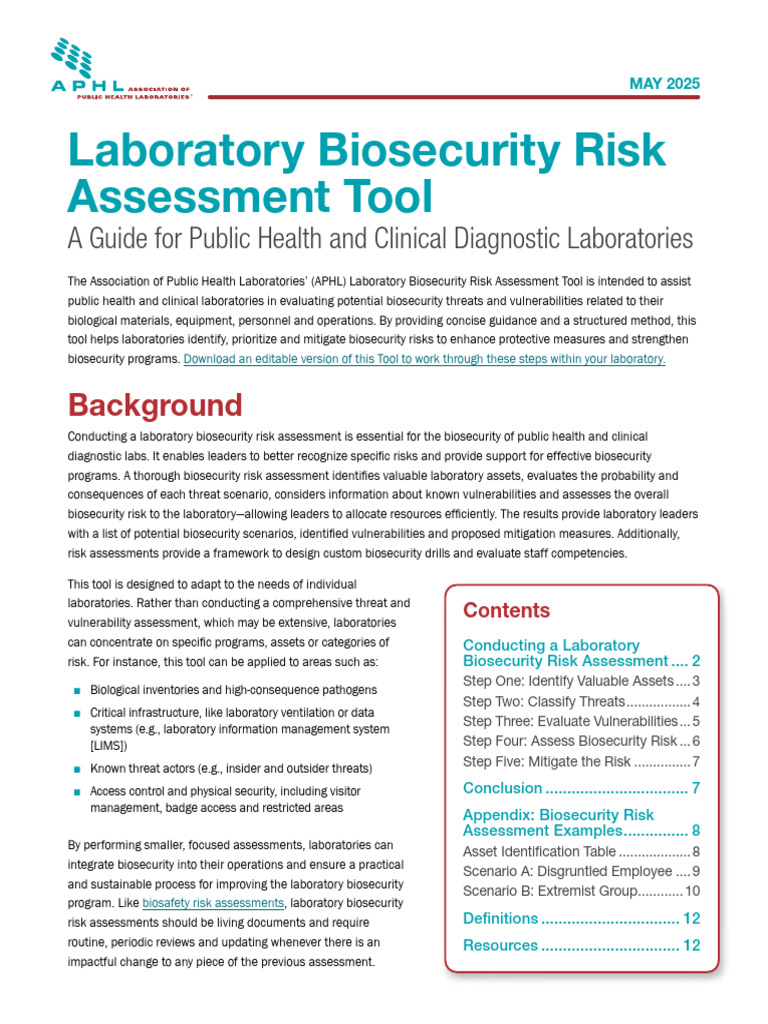 Laboratory Biosecurity Risk Assessment Tool | PDF | Computer Security | Security