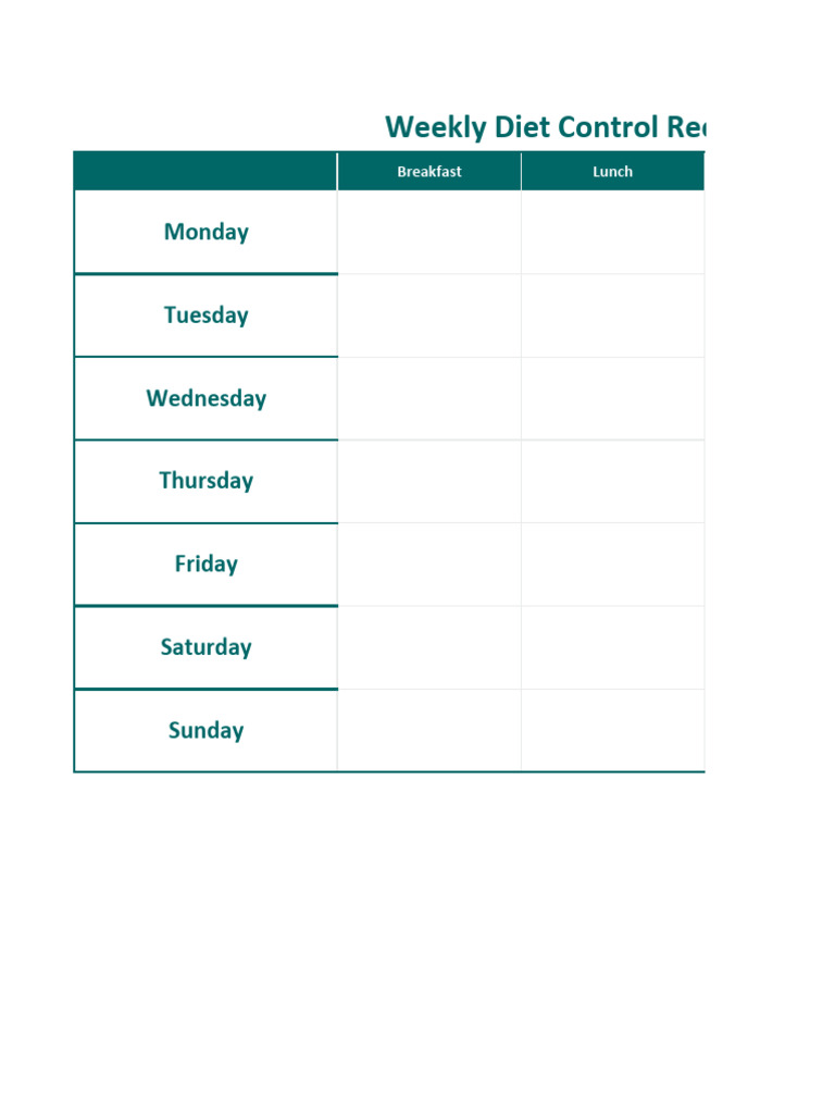 Weekly Diet Control Record | PDF