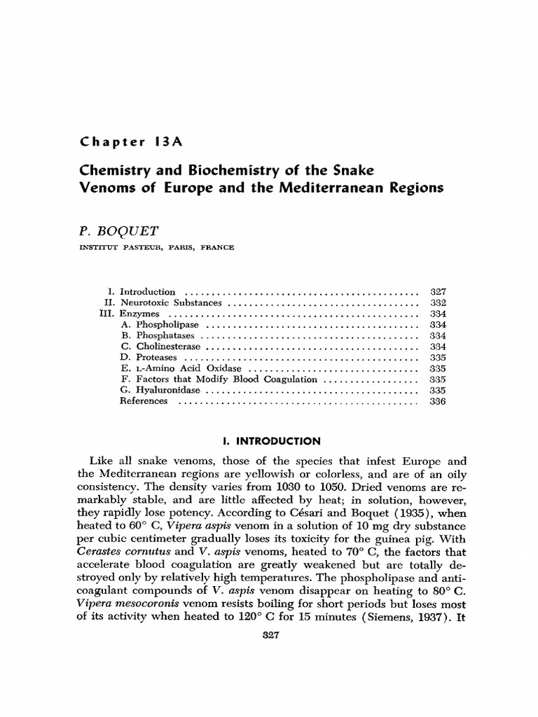 Chapter 13A Chemistry and Biochemistry of The Snake 1968 Venomous ...