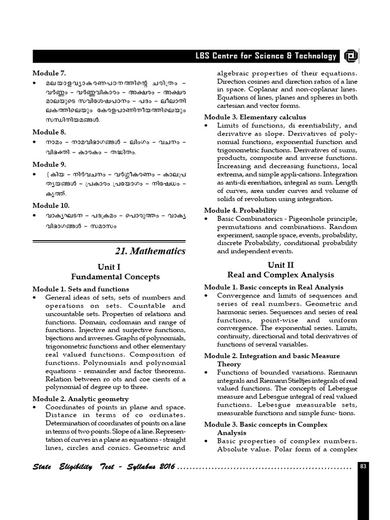 Math Syllabus | PDF | Ring (Mathematics) | Group (Mathematics)