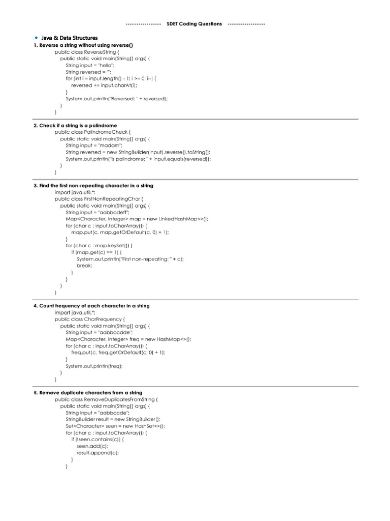 SDET Coding Questions | PDF