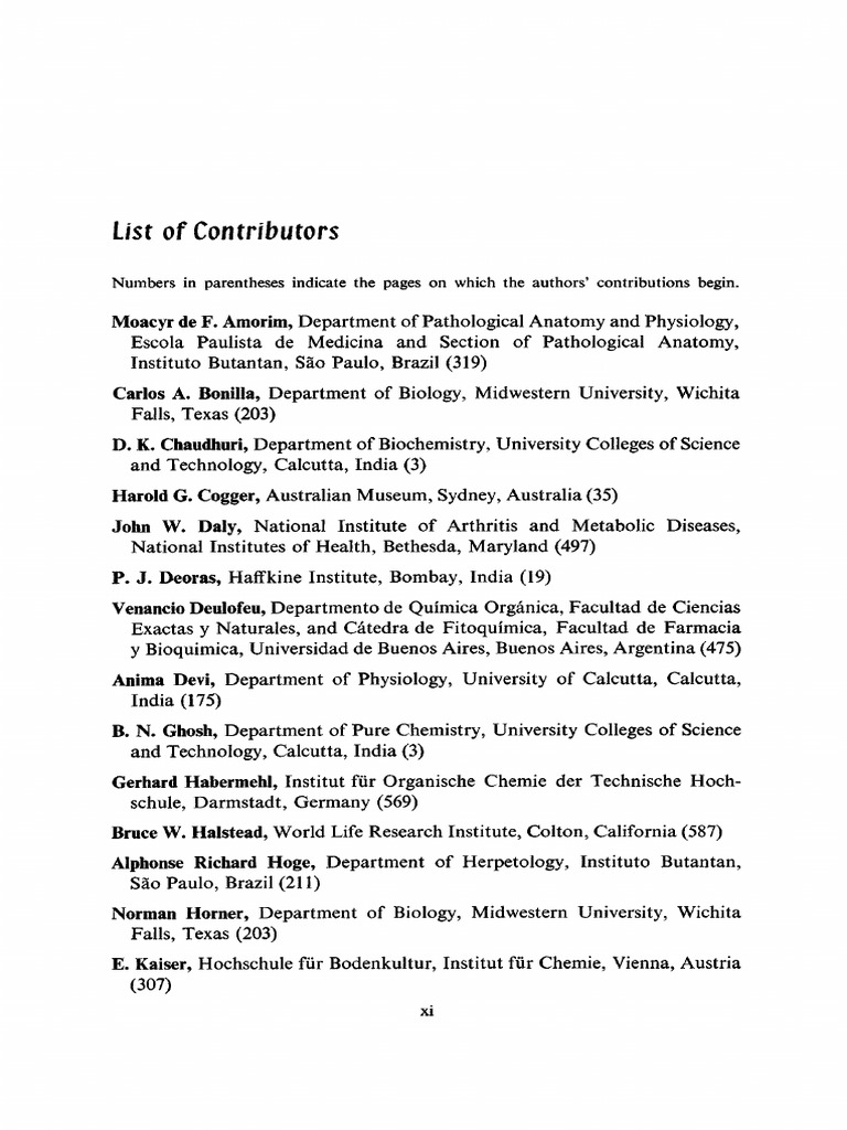 List of Contributors 1971 Venomous Animals and Their Venoms | PDF | Biology