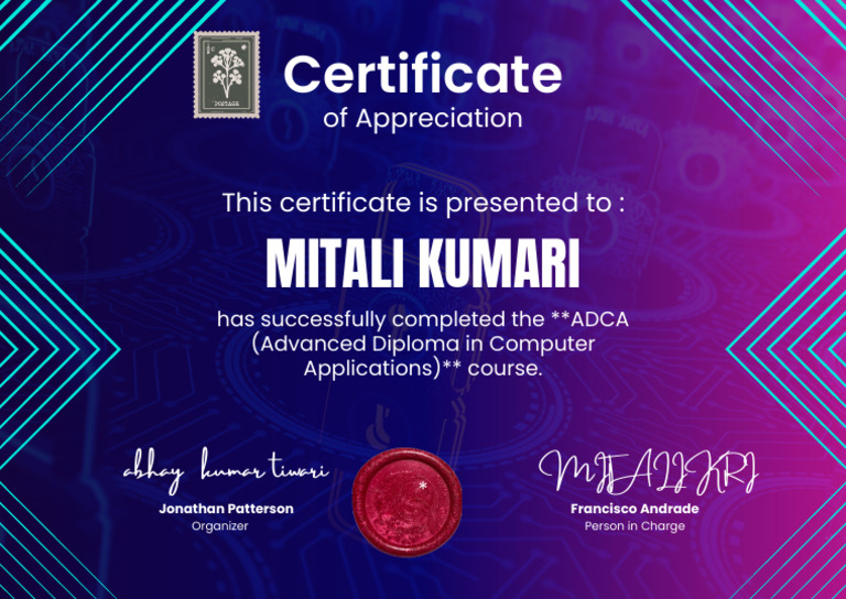 ADCA Course Completion Certificate | PDF