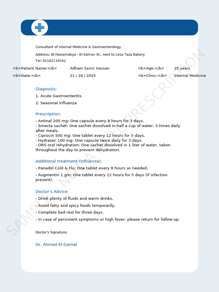 Prescription Sample Template | PDF