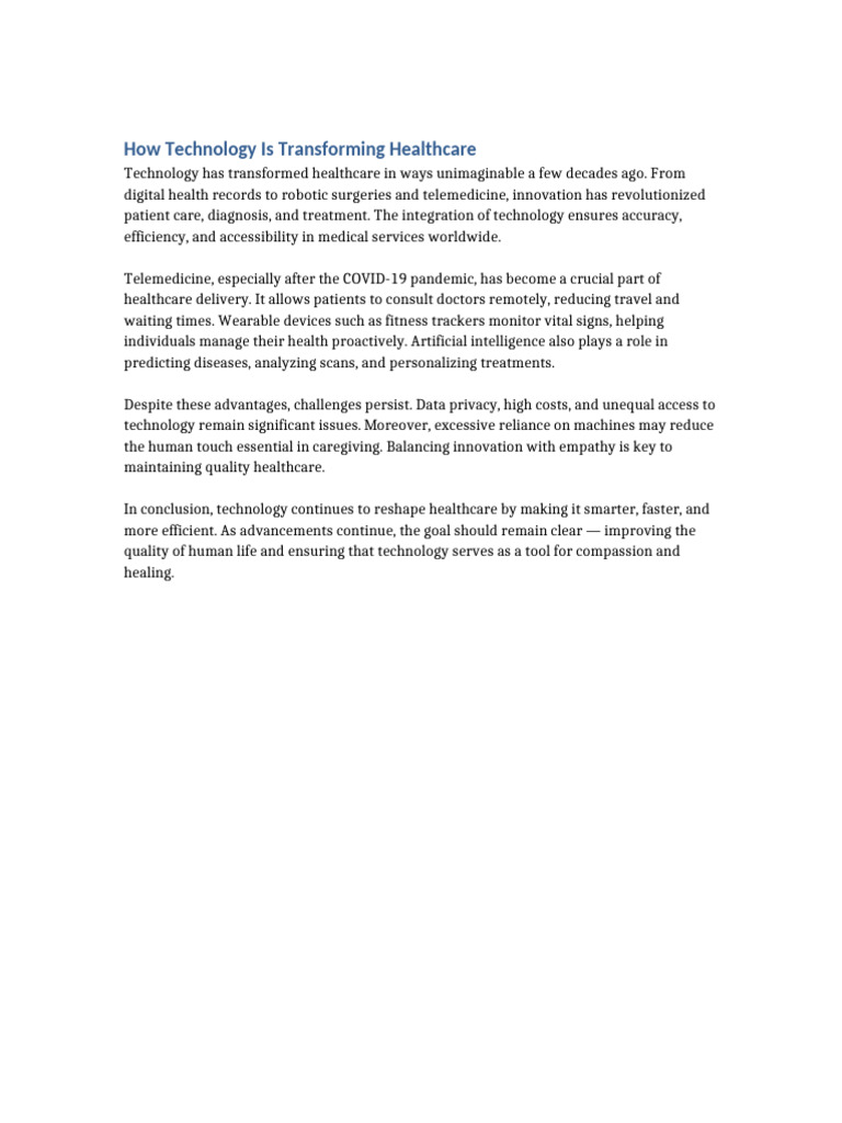 Transforming Healthcare with Technology | PDF