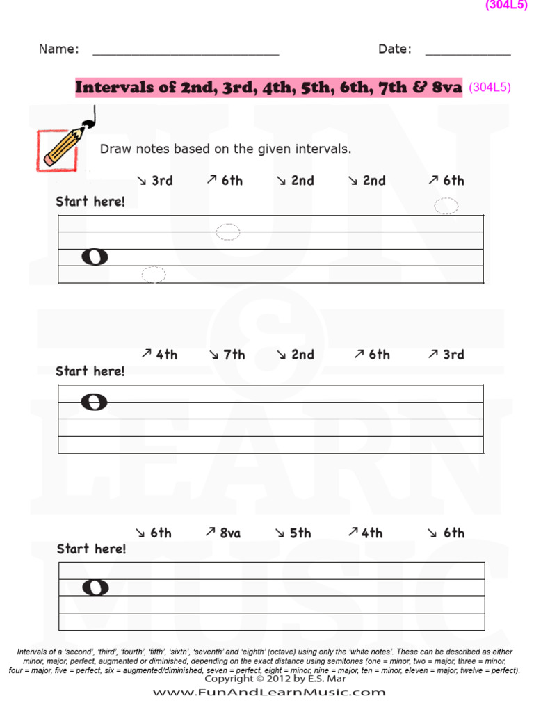 Music Intervals Worksheet | PDF | Interval (Music) | Music Theory