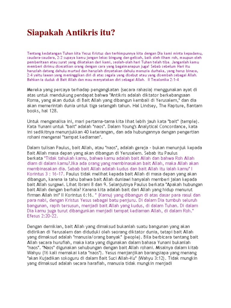 Siapakah Antikris Itu | PDF
