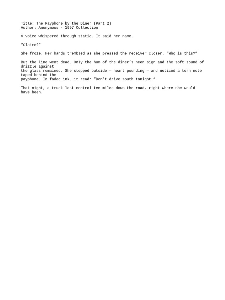 The Payphone by The Diner (Part 2) | PDF