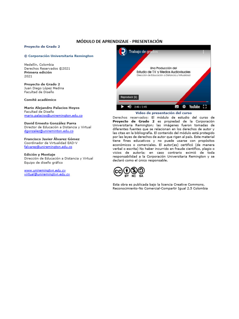 Módulo de Aprendizaje: Proyecto de Grado 2 | PDF | Investigación ...