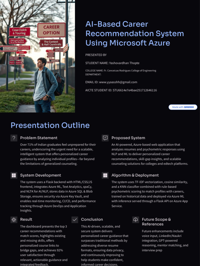 AI Based Career Recommendation System Using Microsoft Azure | PDF ...