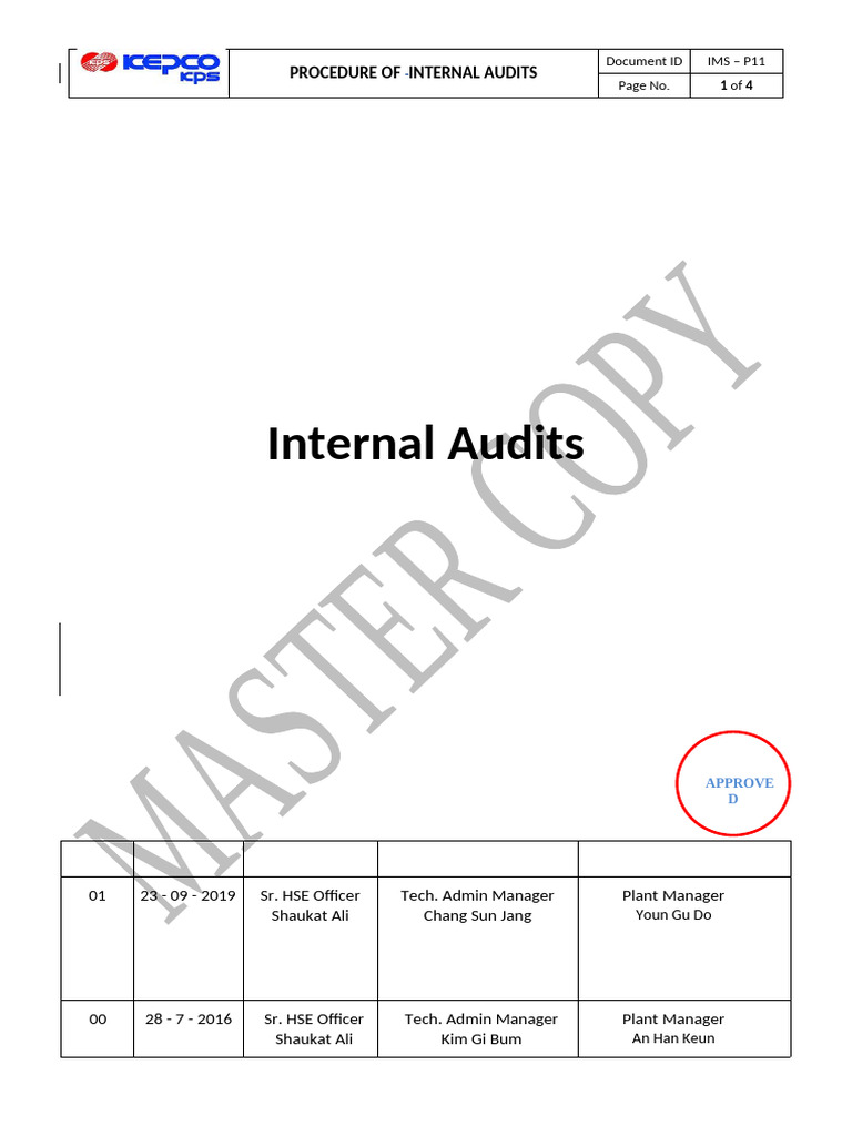 IMS - P11 Internal Audits Procedure | PDF | Audit | Internal Audit