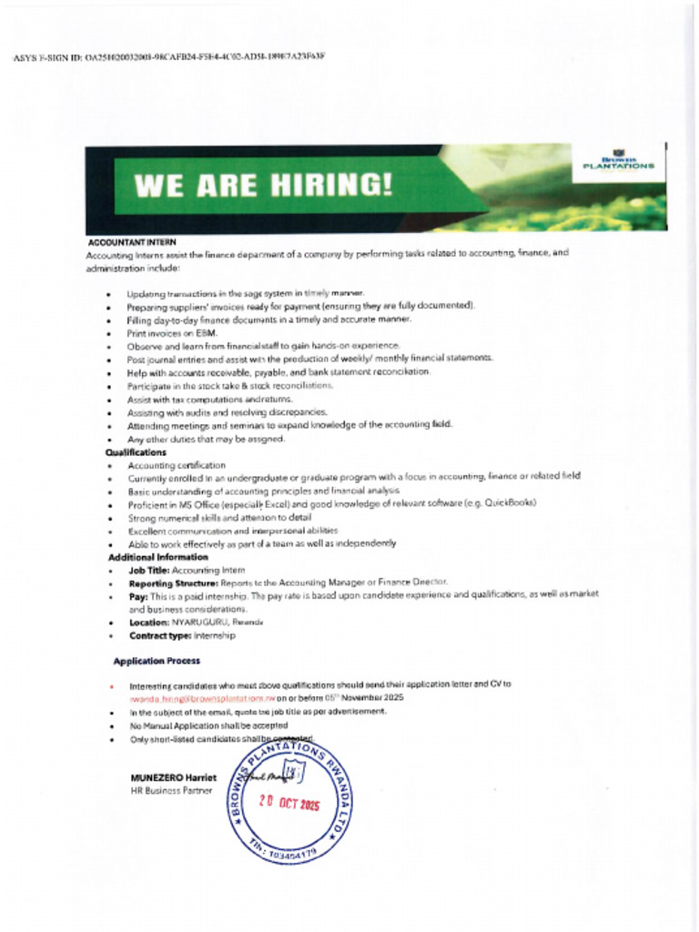Accountant Intern Advert 2025 | PDF
