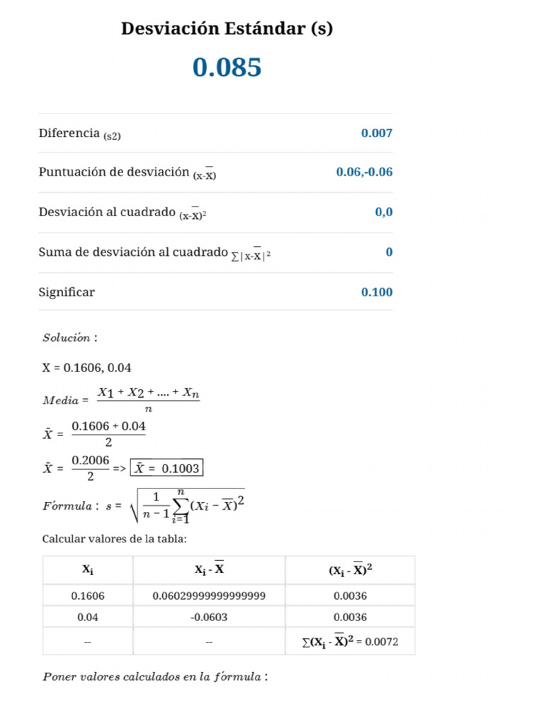Standard Deviation Calculator | PDF